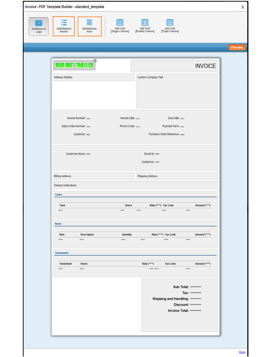 Can I create a custom PDF template for my Invoices? | Apptivo