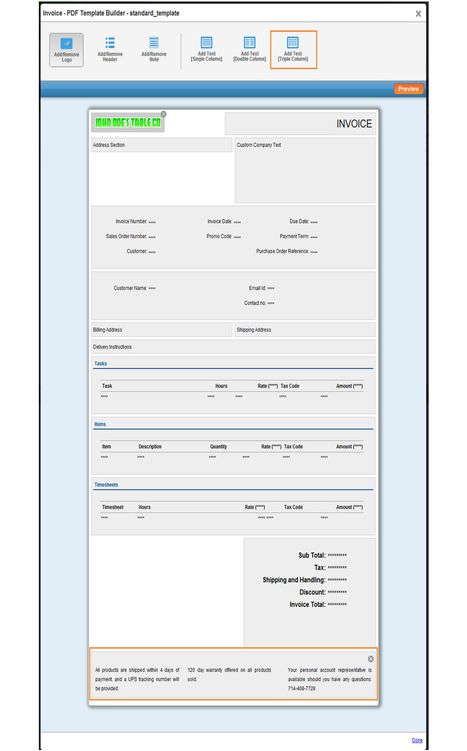 Can I create a custom PDF template for my Invoices? | Apptivo